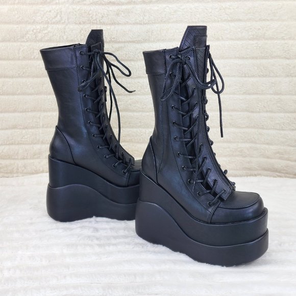 Demonia | Shoes | Void Black Matte Platform Wedge Goth Punk Corset ...